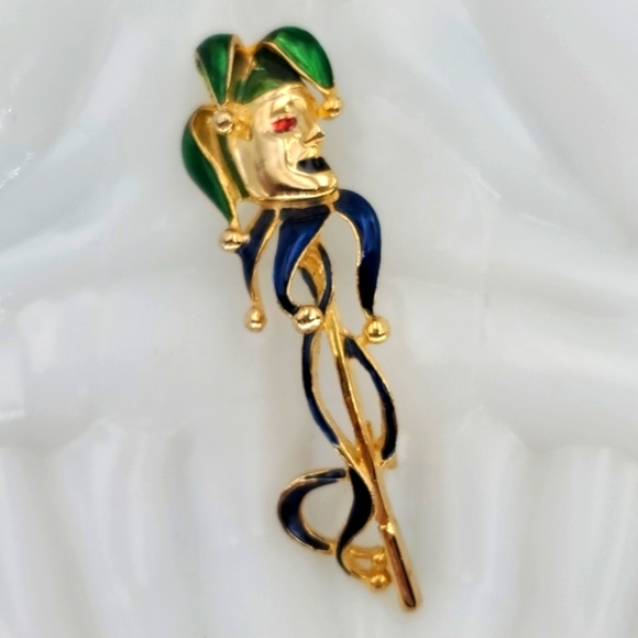 Unsigned | Jewelry | Greenbluegold Jester Brooch | Poshmark